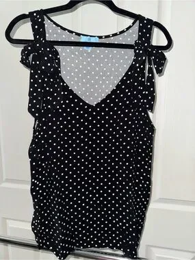 CeCe | Tops | Cece Black And White Polka Dot Sleeveless Tank Top | Poshmark
